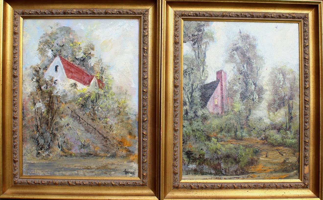 Bird house watercolor painting by Milton Lewis original signed artwork