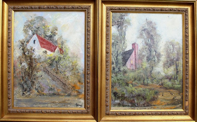 Bird house watercolor painting by Milton Lewis original signed artwork