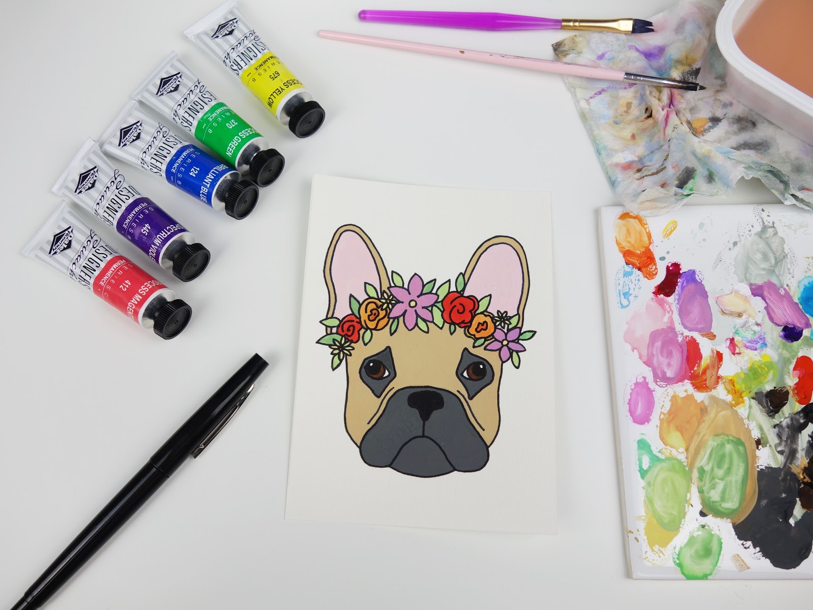 Always Arty: New Paintings: Dogs in Flower Crowns