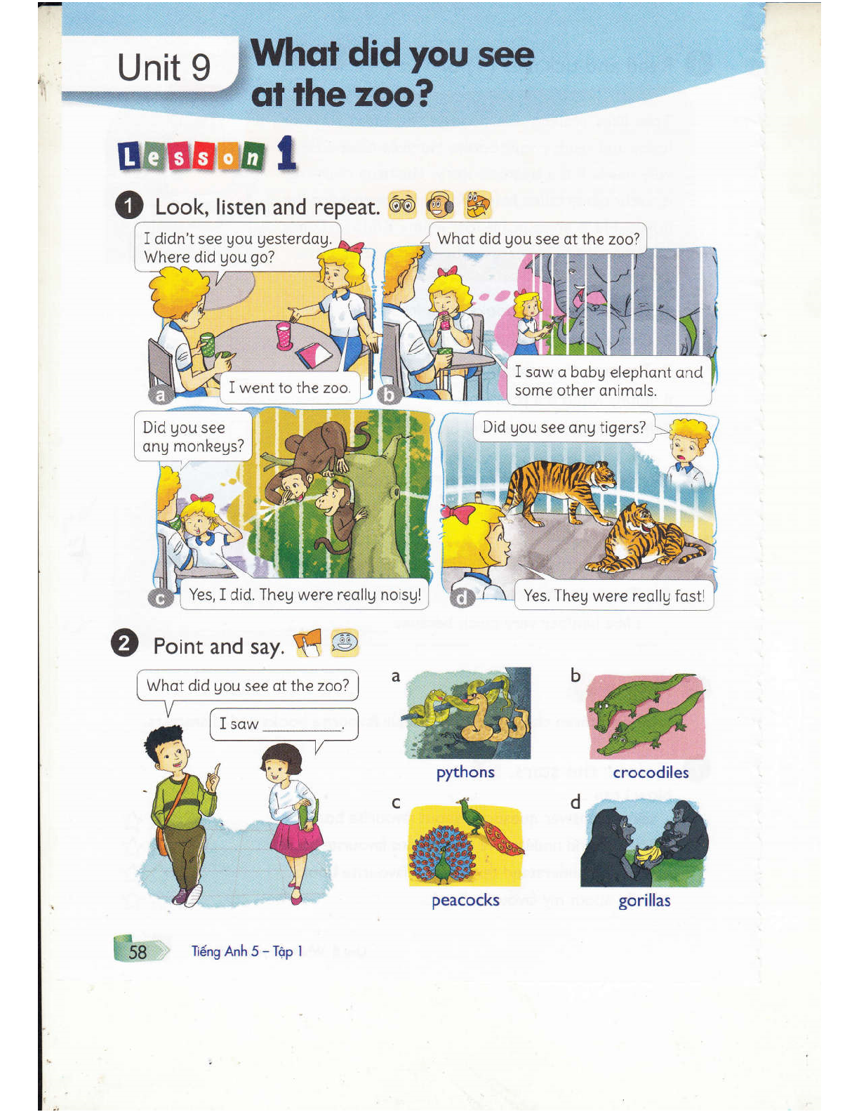 Unit 9. What did you see at the zoo? - Sách Học Sinh Tiếng Anh Lớp 5 Tập 1