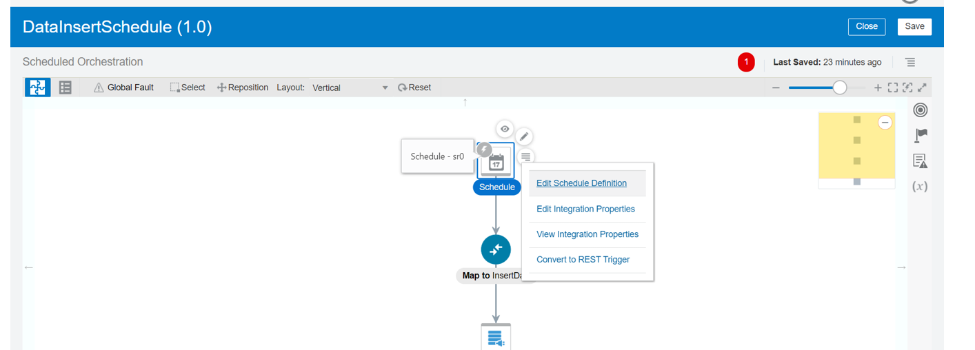 Insert data in On Premise Database instance in OIC instance.