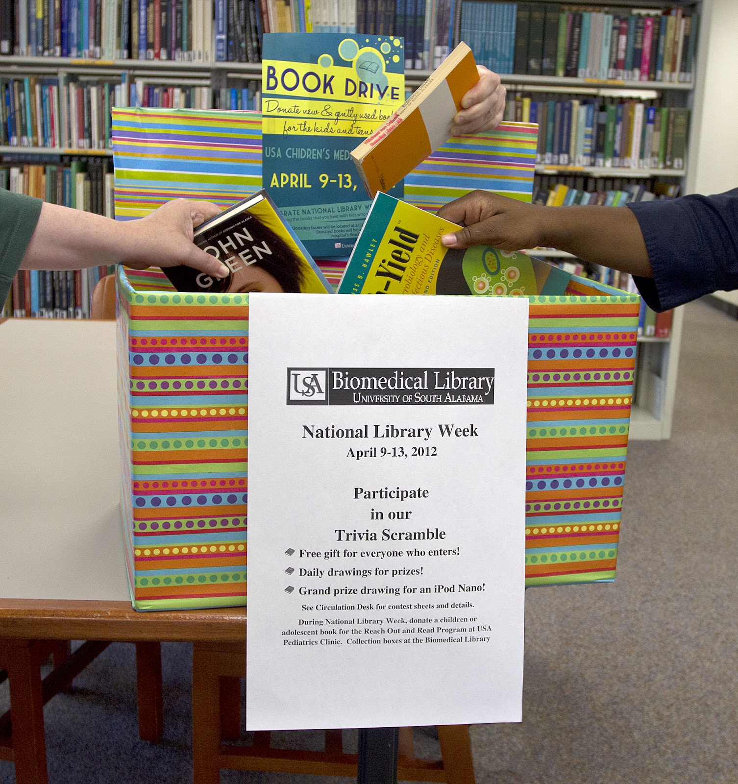 Med School Watercooler: USA Libraries Book Drive Ends Friday