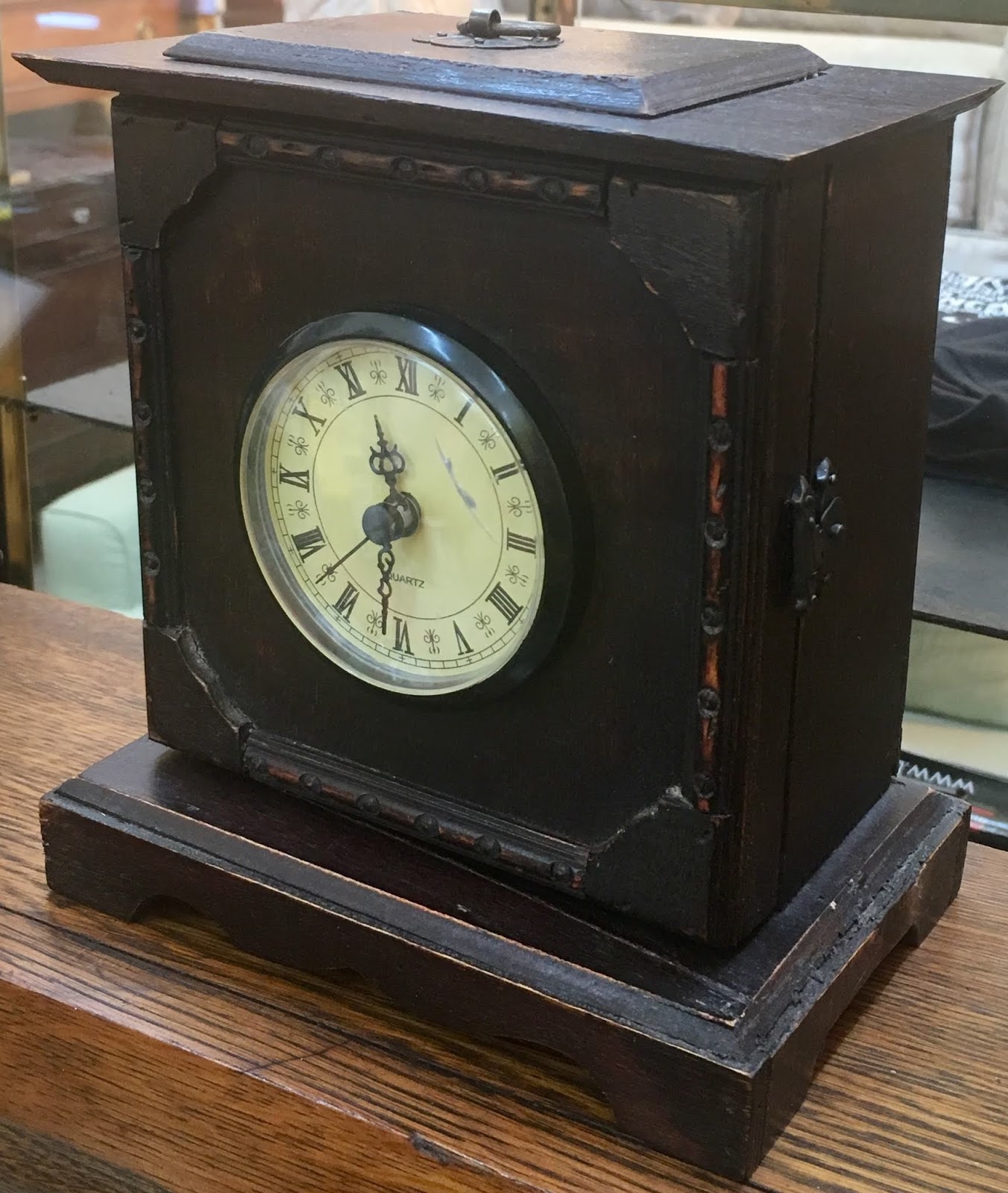 Uhuru Furniture & Collectibles: Small Hardwood Storage Box with Clock ...