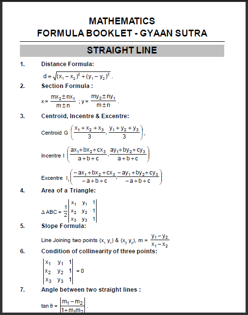 Best Mathematics formula Pdf Notes For JEE Main,JEE Advanced,NEET,Class ...