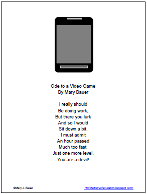 Artistry of Education: Ode to a Video Game: Free Poetry Printable