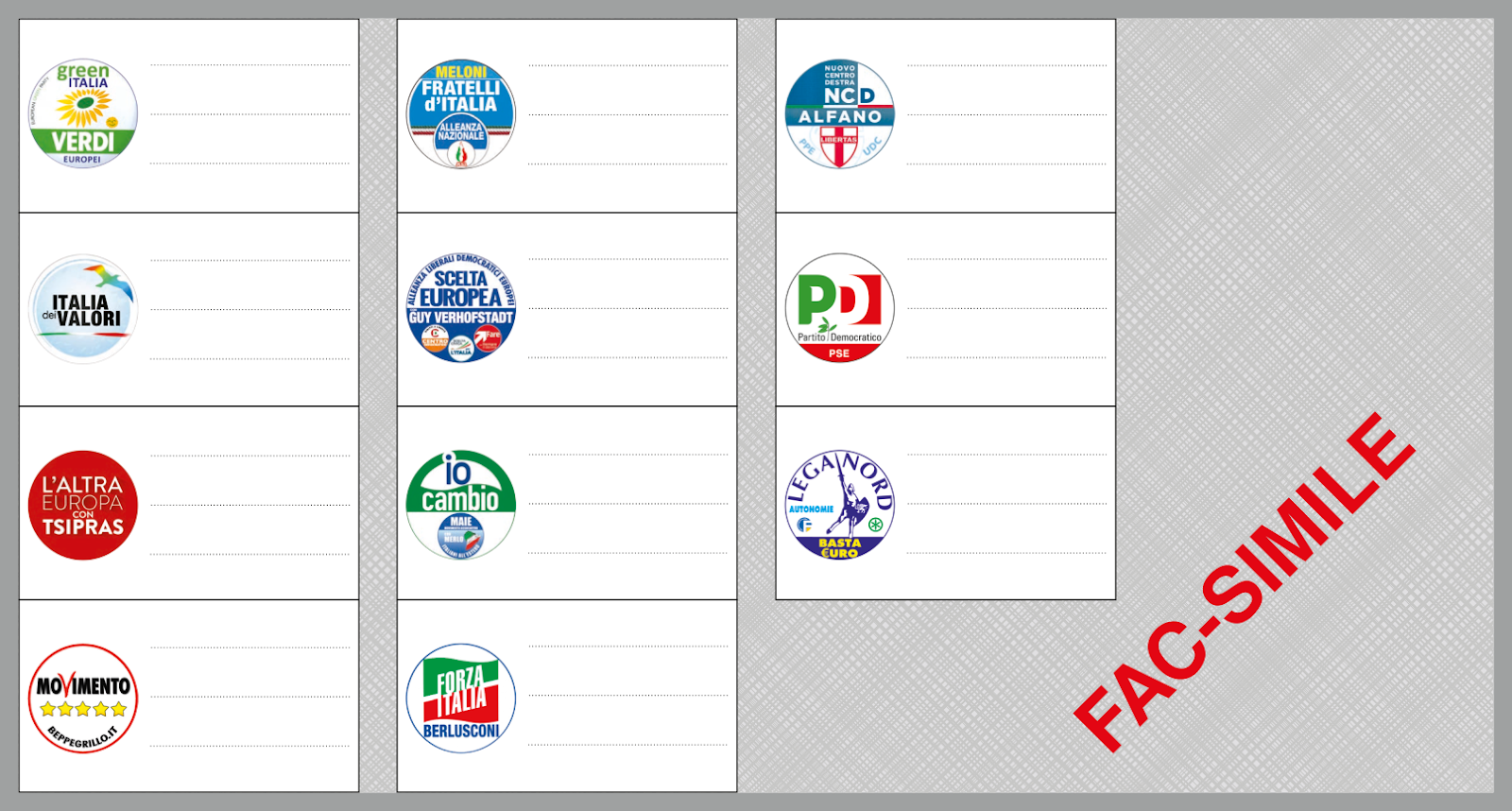 Info Elezioni: Fac-Simile scheda elezioni Europee 2019 Info Elezioni: Fac-Simile scheda elezioni Europee 2019