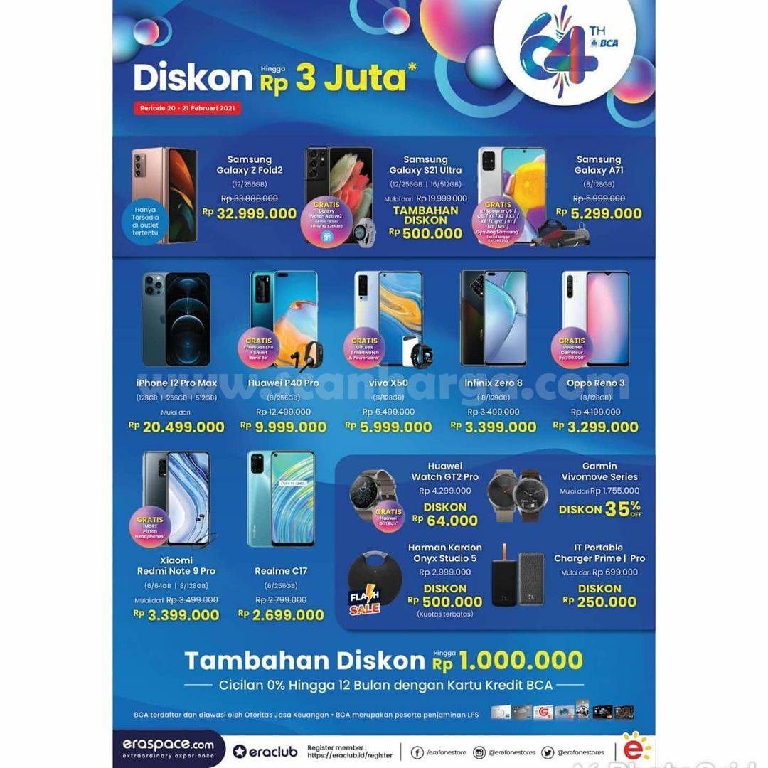ERAFONE Promo HUT BCA 64 – Dapatkan Diskon langsung hingga Rp 3JT ...