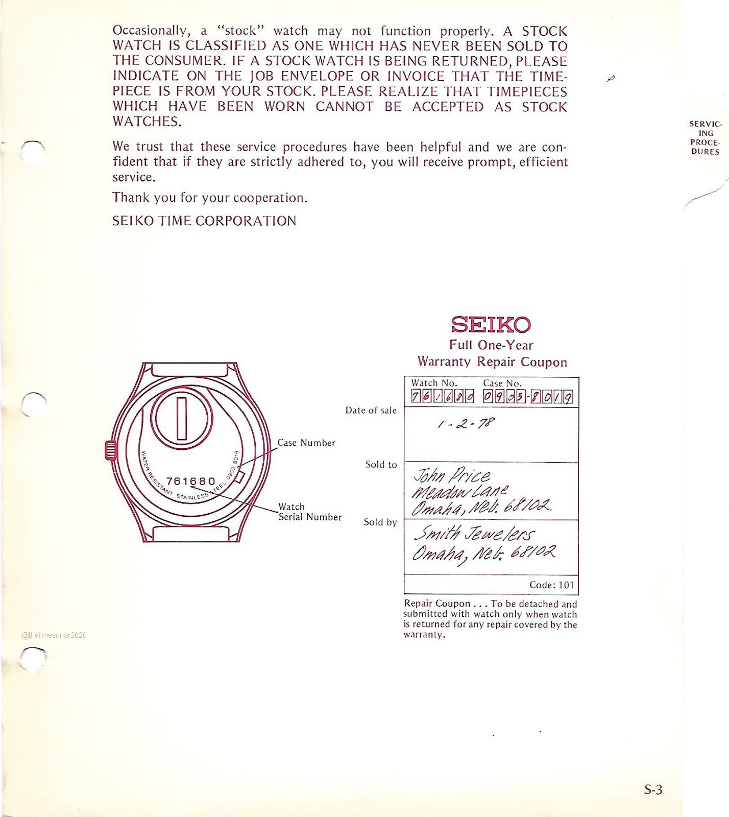 the Time Sonar: SEIKO USER/INSTRUCTION MANUAL, Part 3 - Mechanical/Automatic