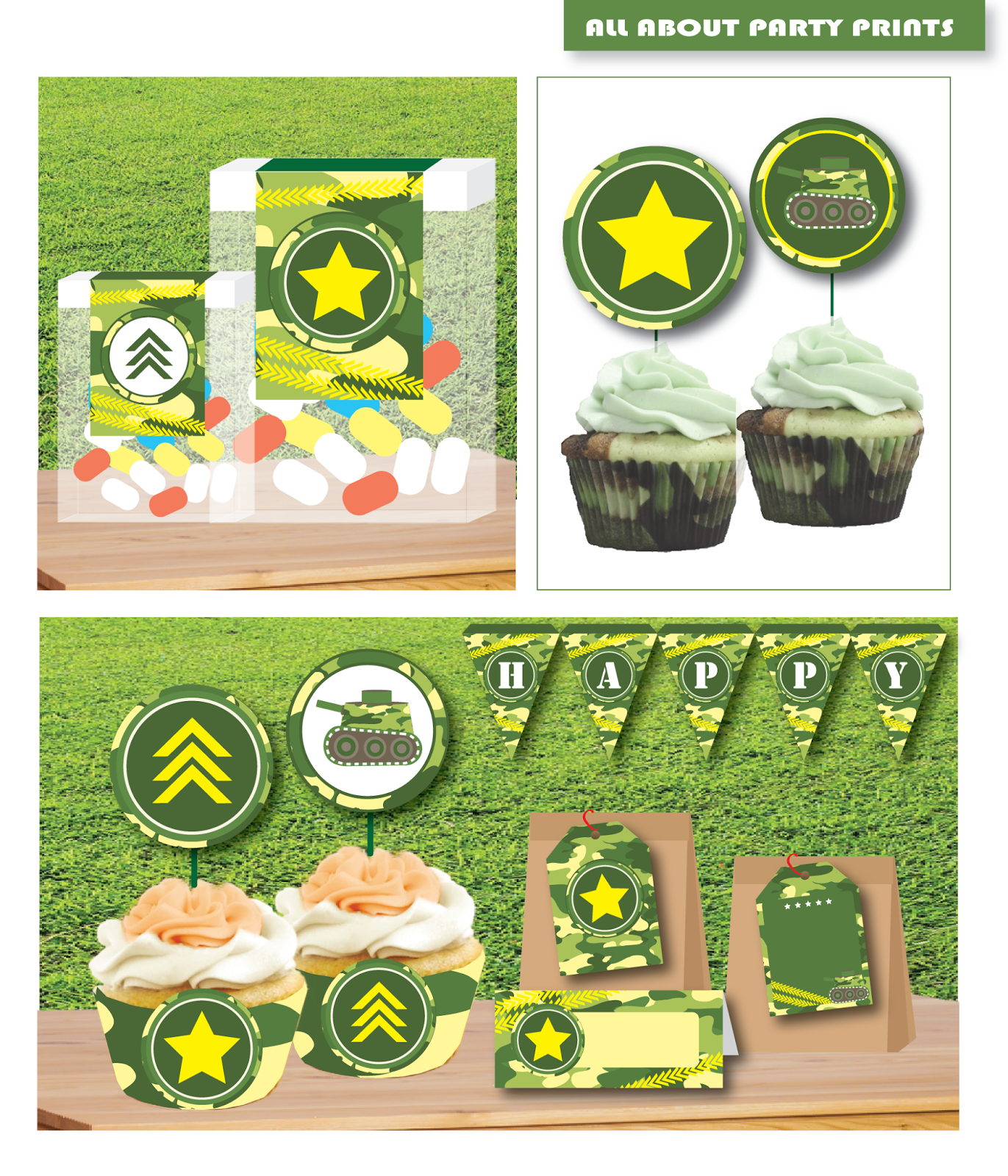 All About Party Prints: Camouflage Army Party pack printables