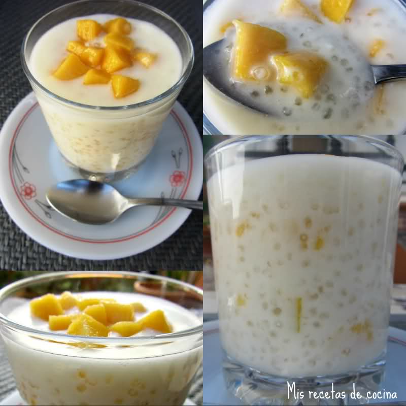 Perlas de tapioca con leche de coco y mango - Mis recetas de cocina