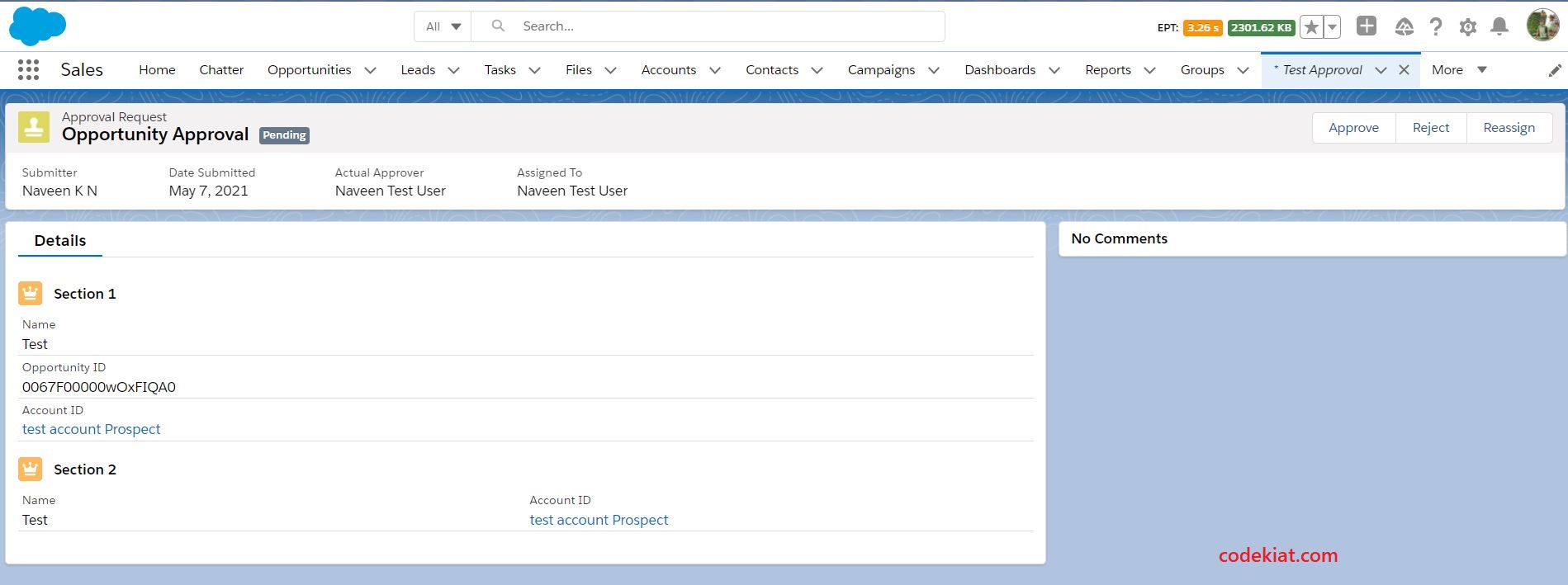 Approval request record page customization in the salesforce lightning