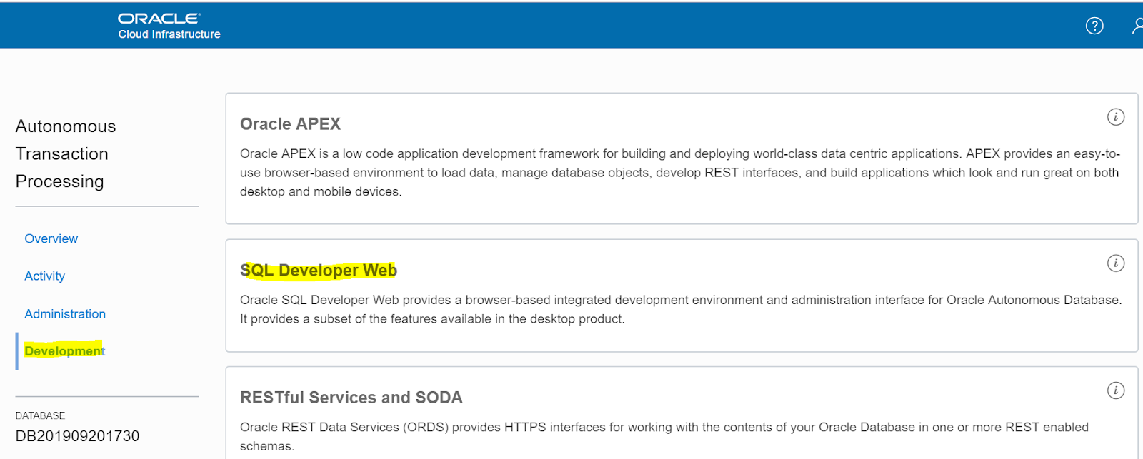 Oracle DBA Quick Notes: Connecting SQL Developer Web to Autonomous ...