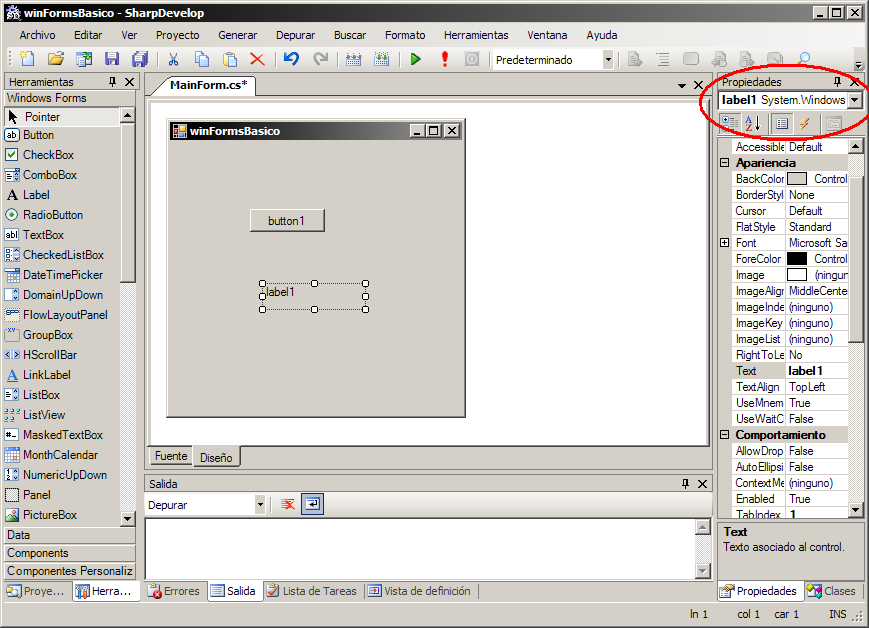 Curso C#: Diseñador de Formularios Windows en Sharp Develop