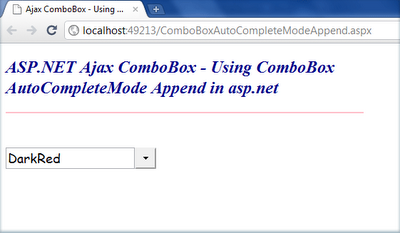 Dot Net Examples: Using ComboBox AutoCompleteMode Append in asp.net