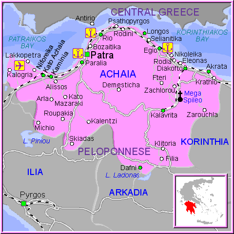 Map of Achaea Province Image | Map of Greece Regional Political Province