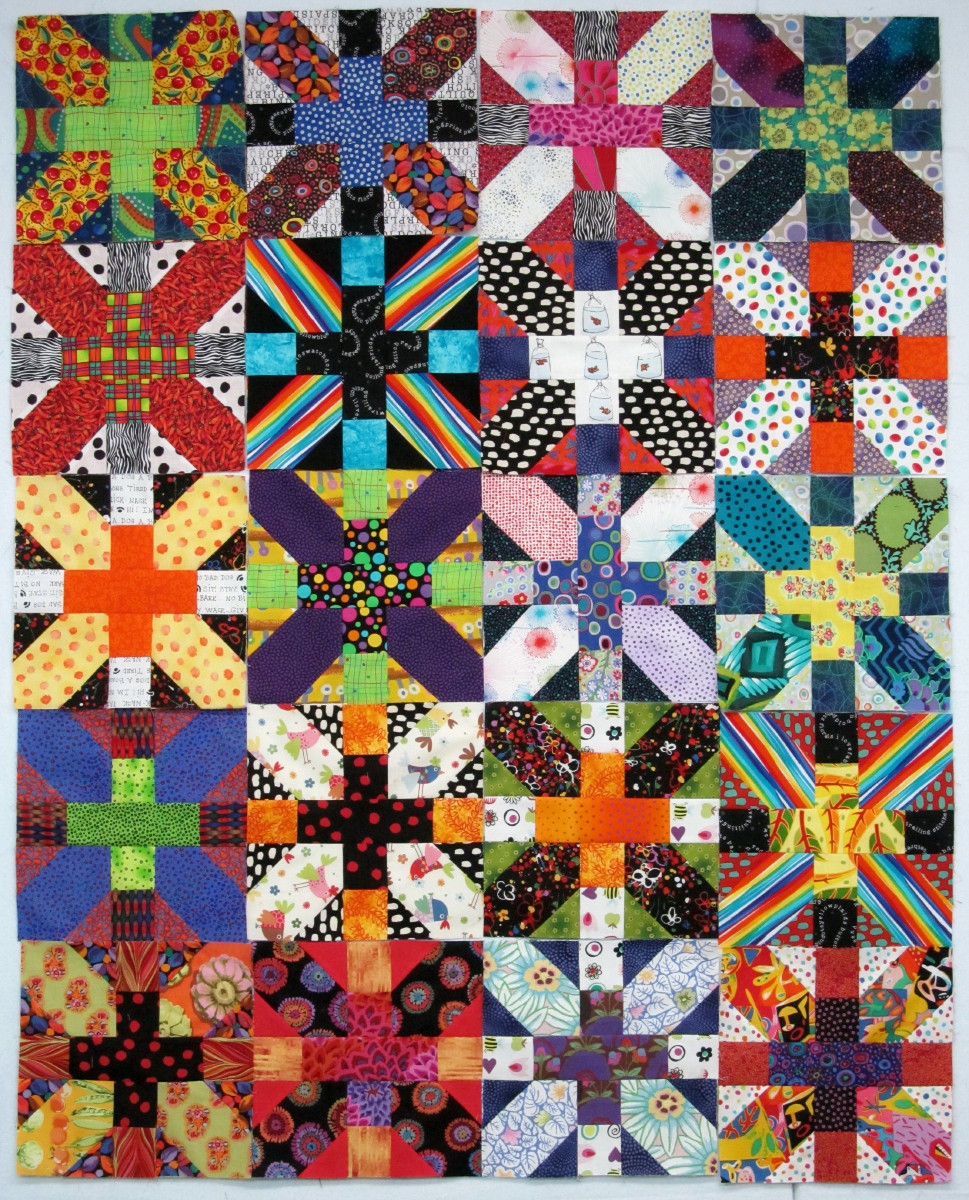 Exuberant Color : 3 blocks and more quilting......