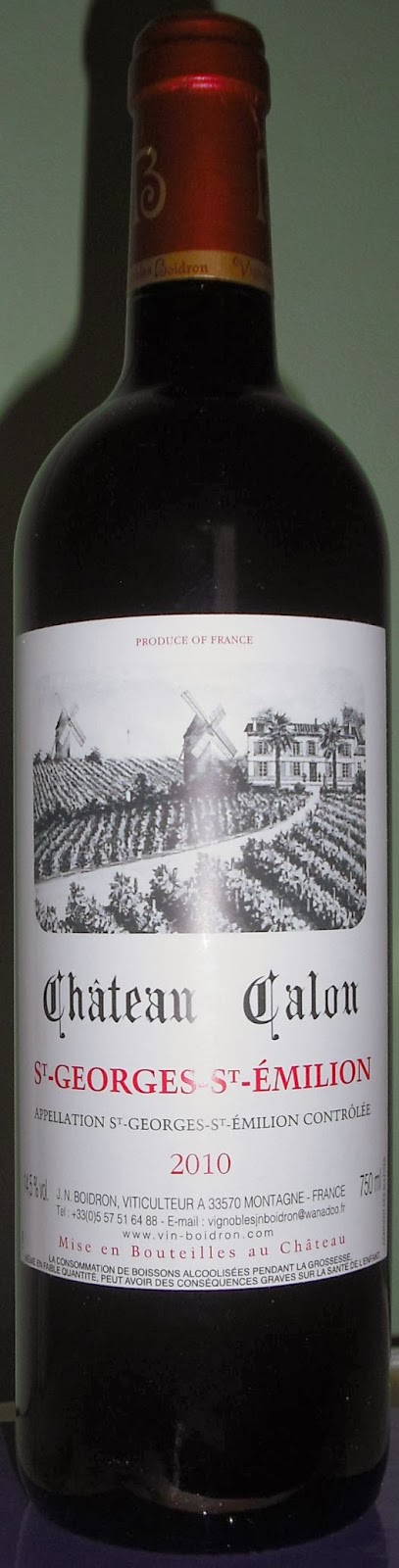 Château Calon 2010 St. George St. Emilion, Vignobles Boidron