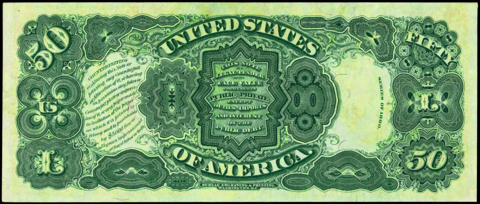 1880 Fifty Dollar Legal Tender Note|World Banknotes & Coins Pictures ...