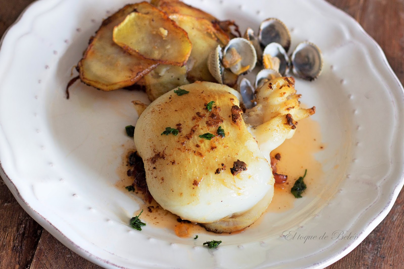 SEPIA A LA PLANCHA RELLENA DE LANGOSTINOS - El toque de Belén