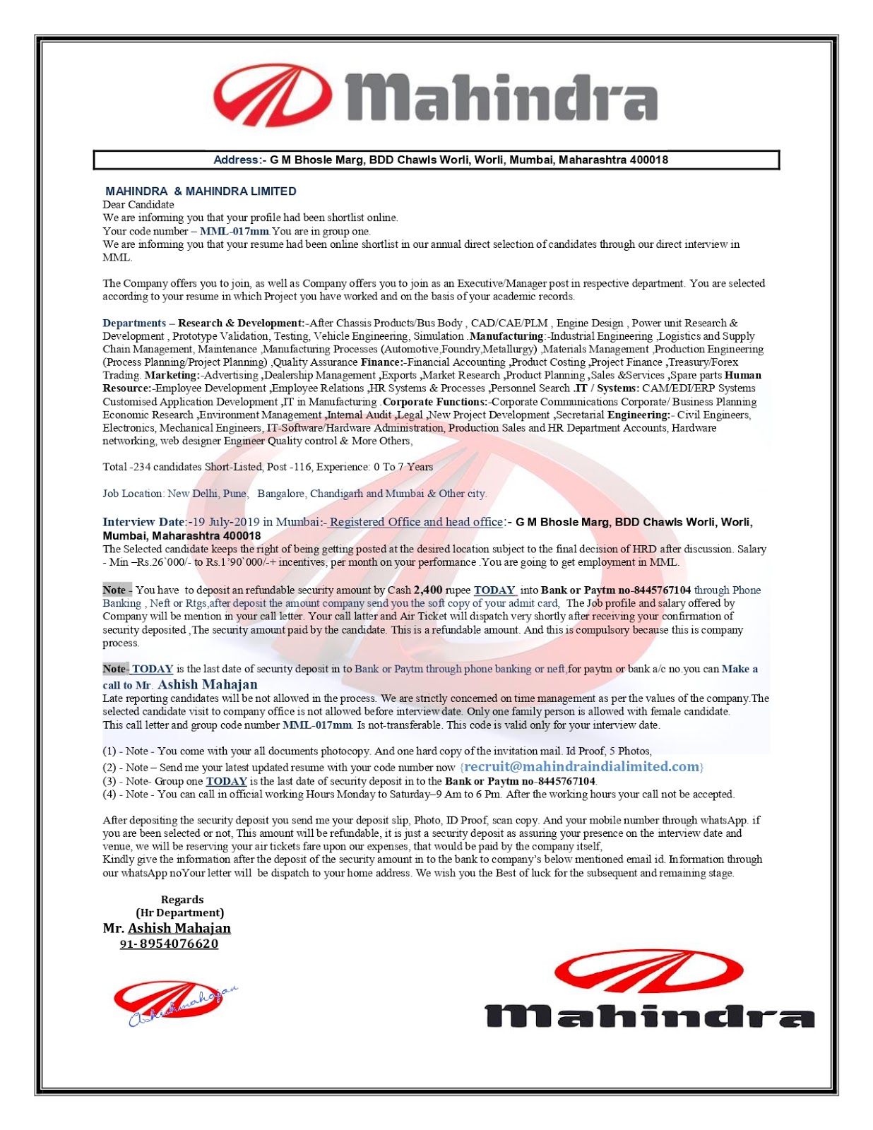 MAHINDRA & MAHINDRA LIMITED