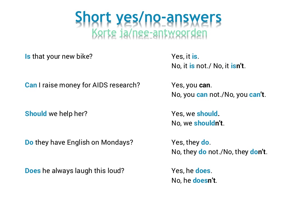 Citaverde Talenplein leerjaar 3 KB, GL, T: Short answers with YES and NO