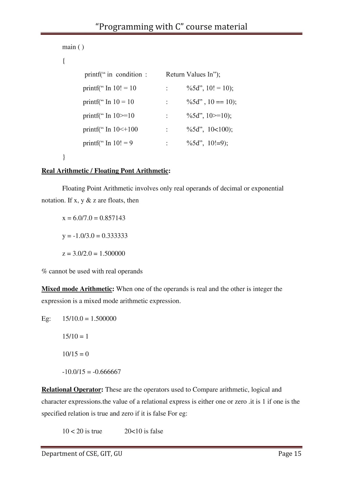 Dr. Mrinal Paliwal Blog: Basic Program Structure and Operators