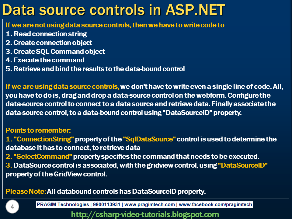 Sql Server Net And C Video Tutorial Part 2 Data Source Controls In Aspnet