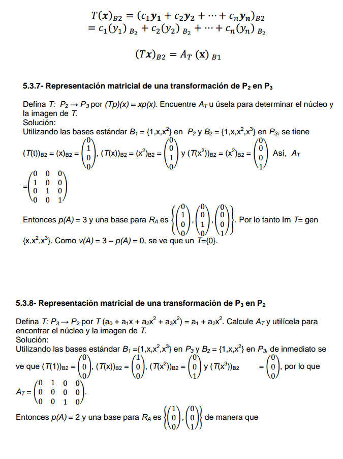 5.3 Representacion Matricial de una Transformación Lineal