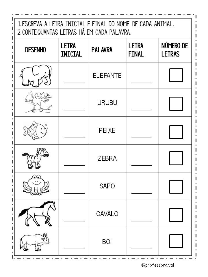 ALFABETIZAÇÃO - Letra Inicial e Final