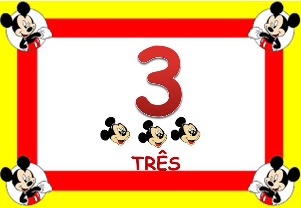 Números Mickey Cards coloridos e ilustrados com o Mickey para ...