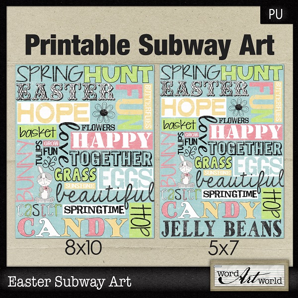 Word Art World: NEW---Printable Easter Subway Art!