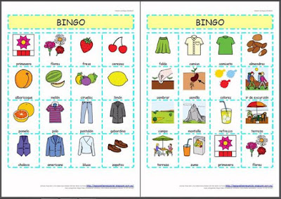 recursos para trabajar las áreas en infantil: Bingo de la ropa
