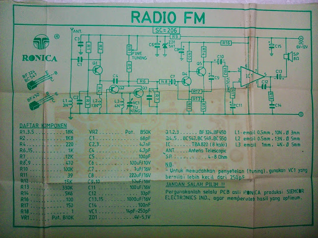 Skema Radio FM Ronica SC 206 skema-radio-fm-ronica-sc-206