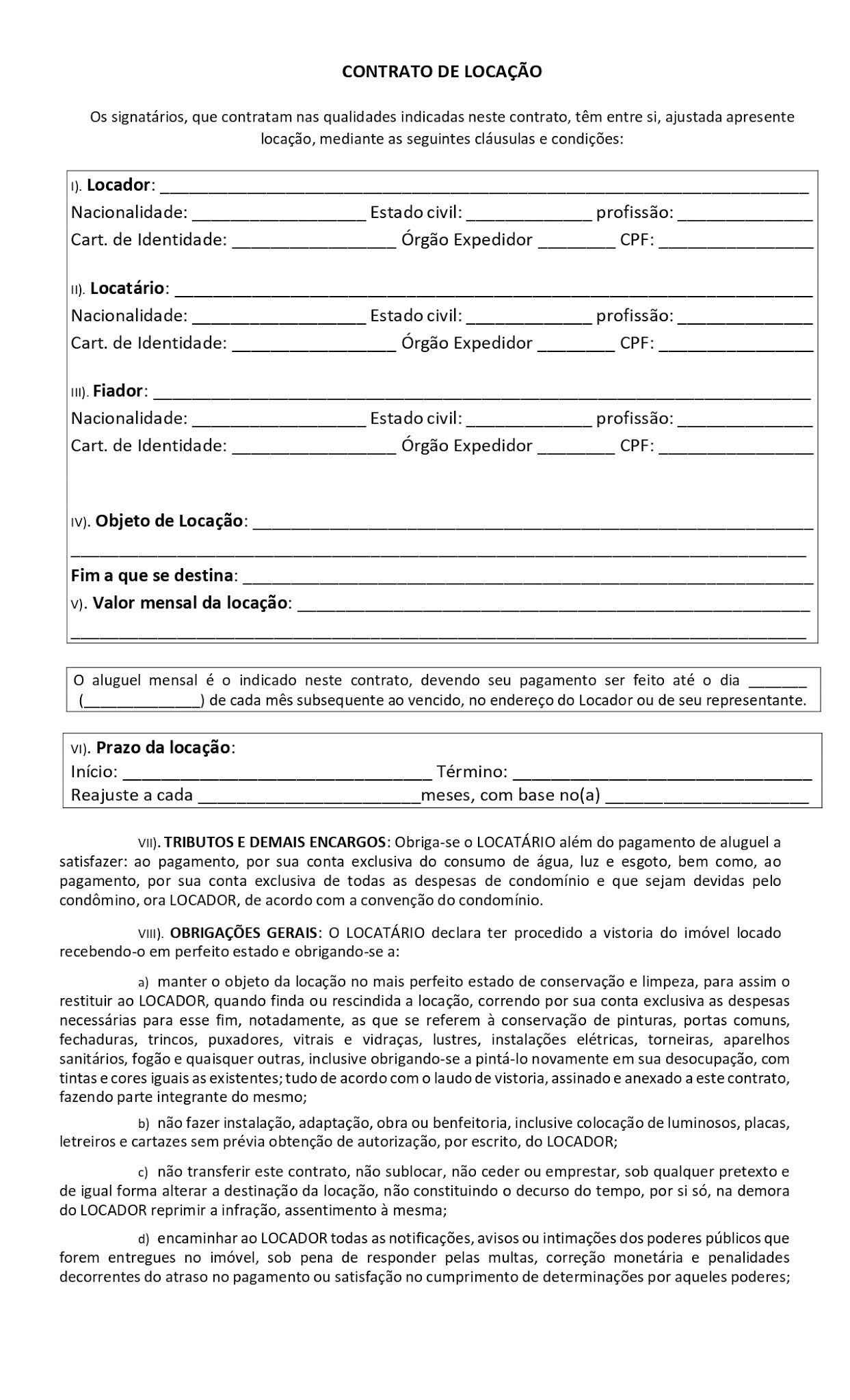 Declara Contrato De LocaÇÃo De ImÓvel