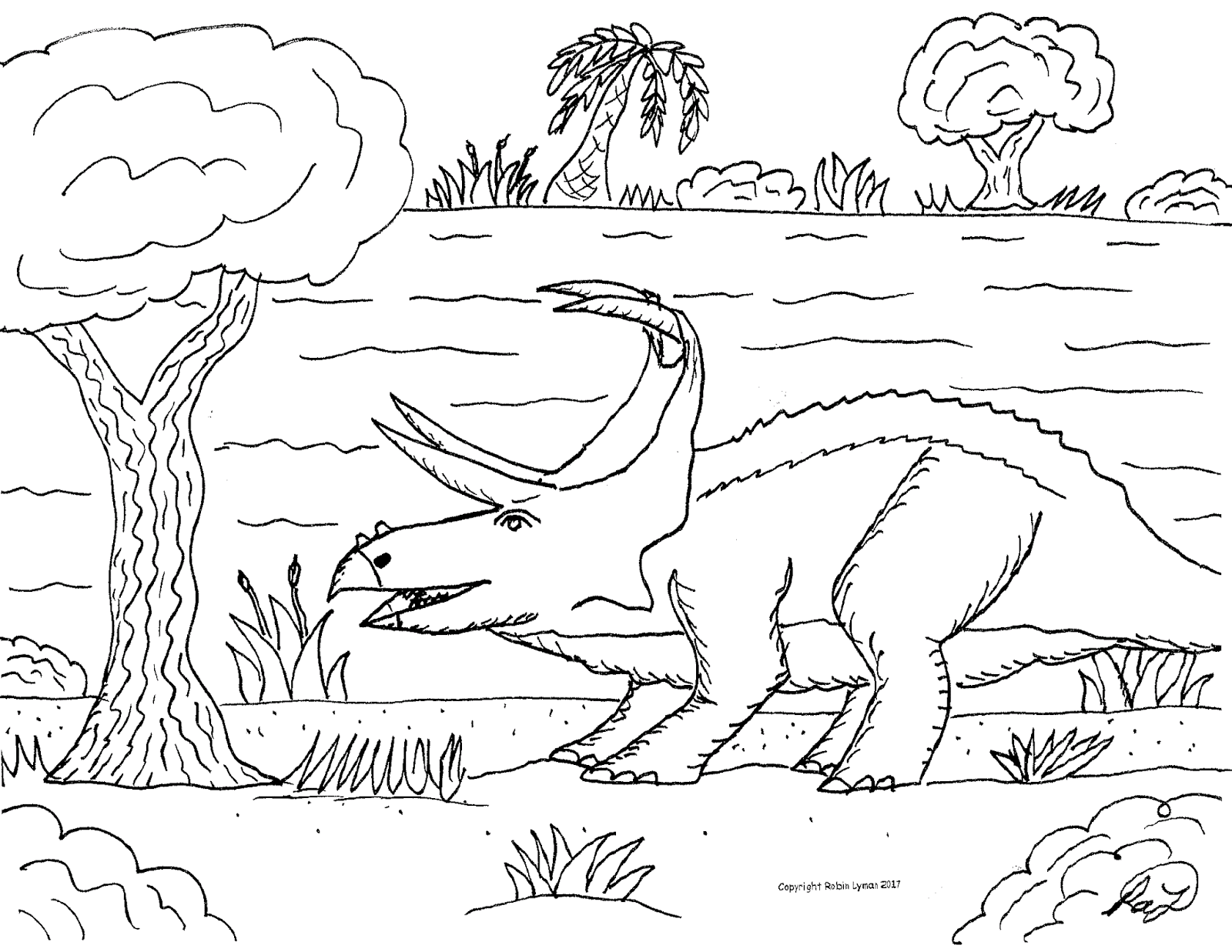 Robin's Great Coloring Pages: Ceratopsian or Horned Dinosaurs & Waxing ...
