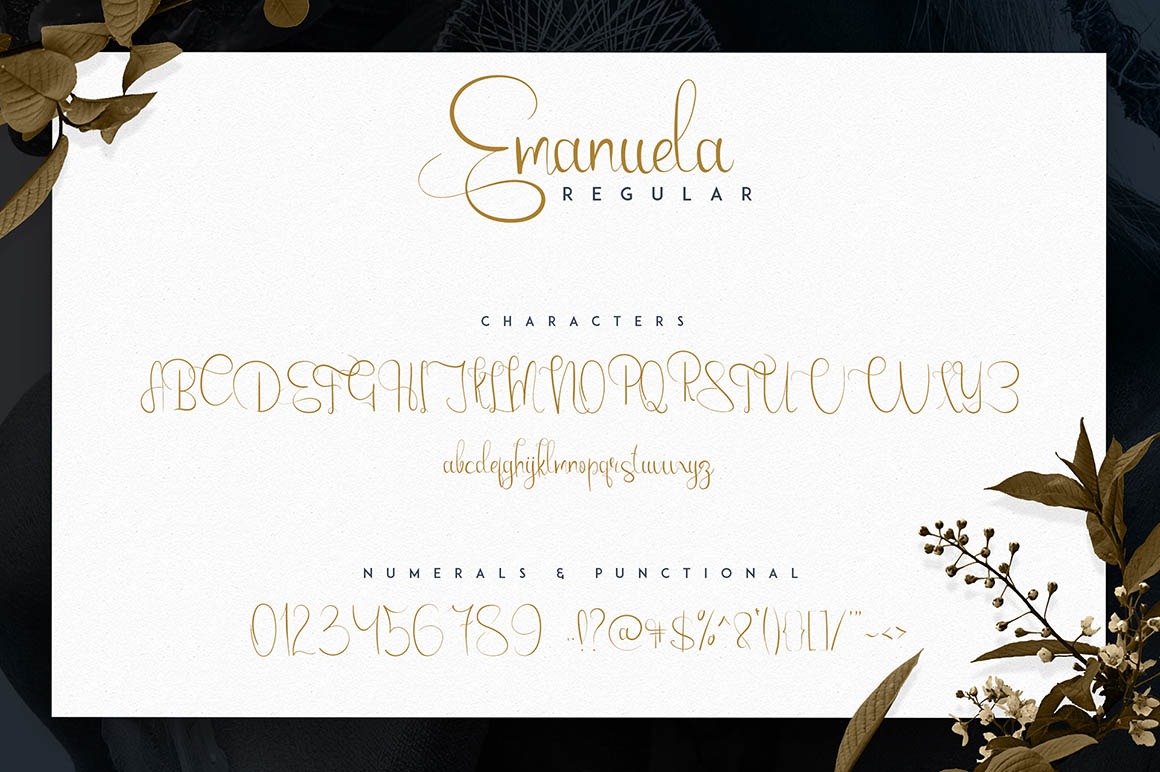 FontMaster: Emanuela Free Cursive Style Print Script Typeface