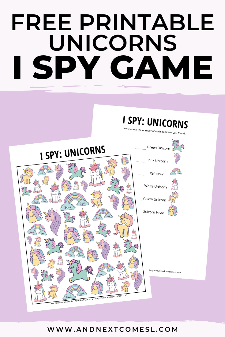 Unicorn I Spy Game {Free Printable for Kids} | And Next Comes L ...