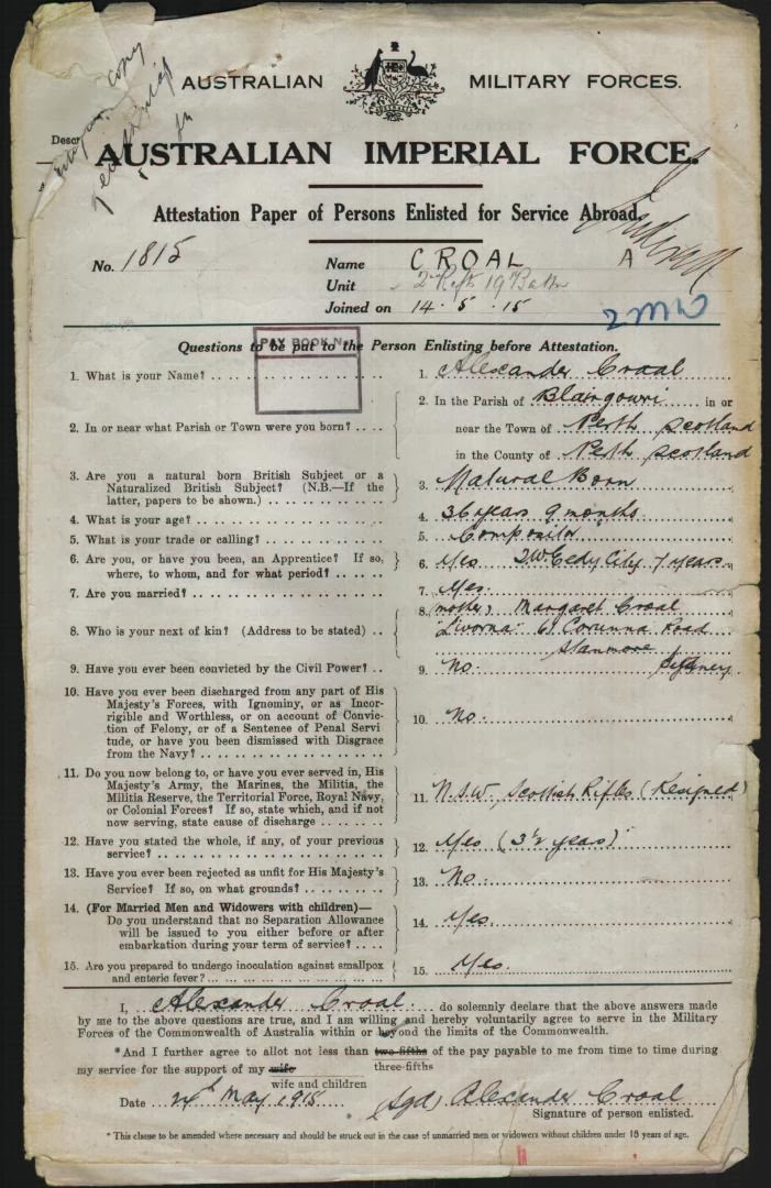 Genealogically Speaking: Alexander Croal.