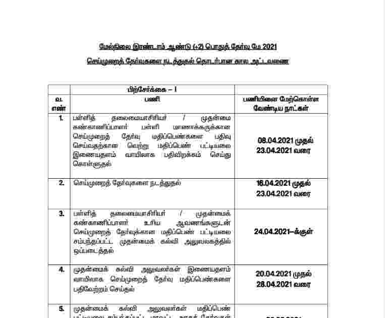 12th Public Practical Exam Time Table 2021 | Tn H.Sc Practical Exam ...