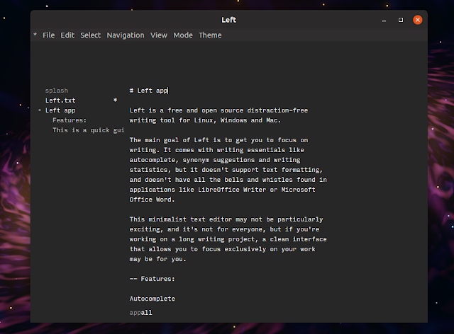 Left Is A Minimalist, Distraction-Free Text Editor For Writers - Linux ...