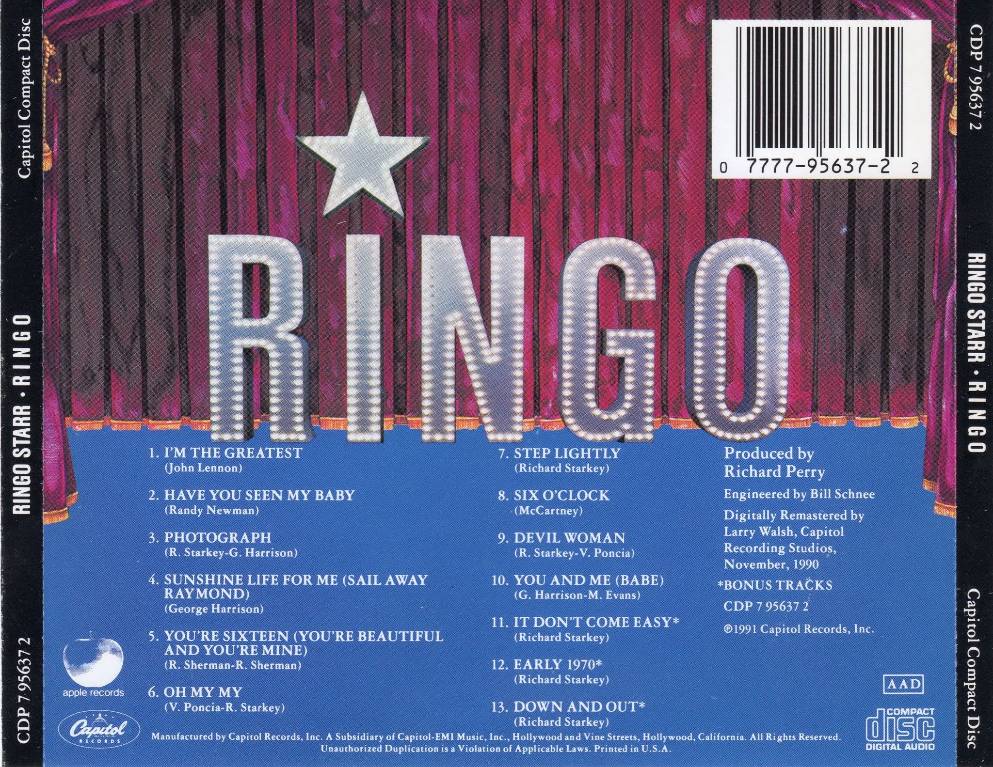 Classic Rock Covers Database: Ringo Starr - Ringo (1973)