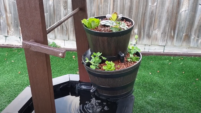 DIY Pond Filter And Cascading Buckets Waterfall