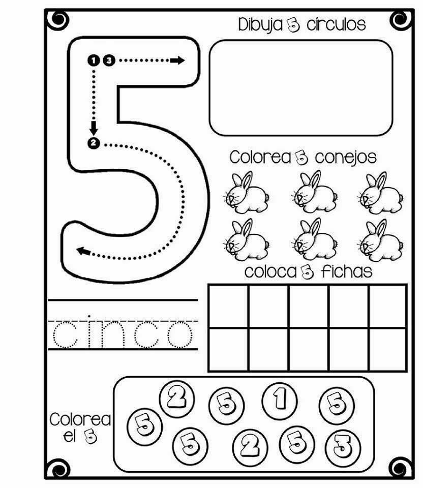 COLOREA EL NÚMERO CINCO