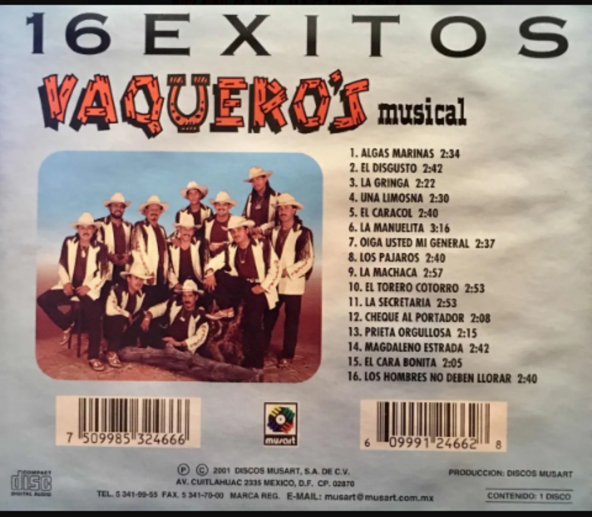 Discos de colección : Vaqueros Musical 2001 16 Éxitos