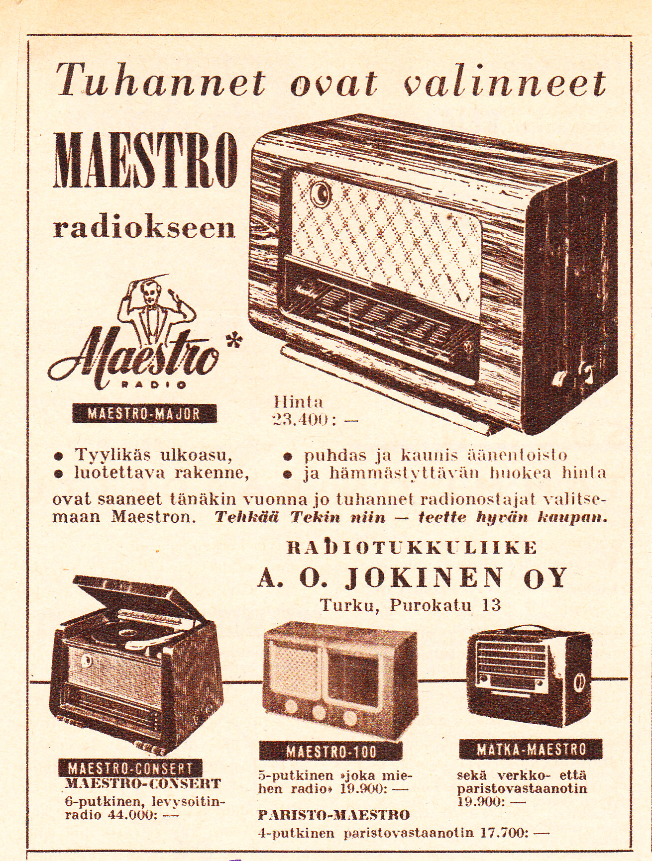 Vanhoja mainoksia: Maestro Radio
