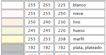 Matices del gris - Tonos del gris + codigo rgb