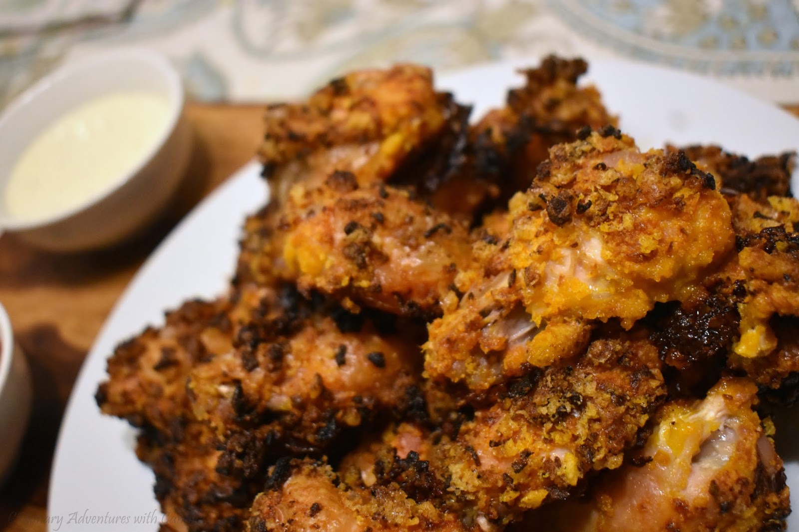 Lightning Bolt-Encrusted Chicken Wings #NationalCheeseDoodleDay