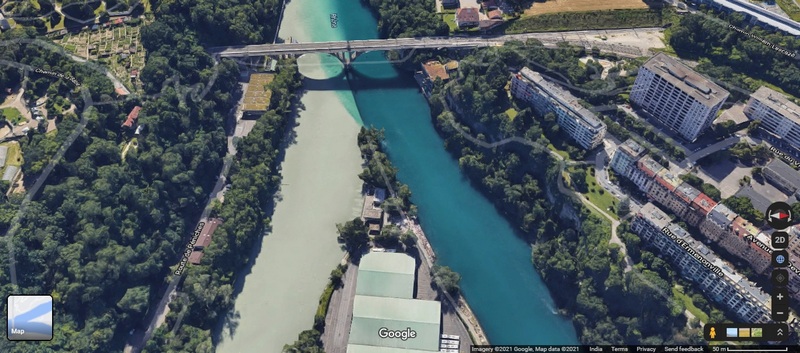 Confluence of Rhone and Arve Rivers | Geneva, Switzerland