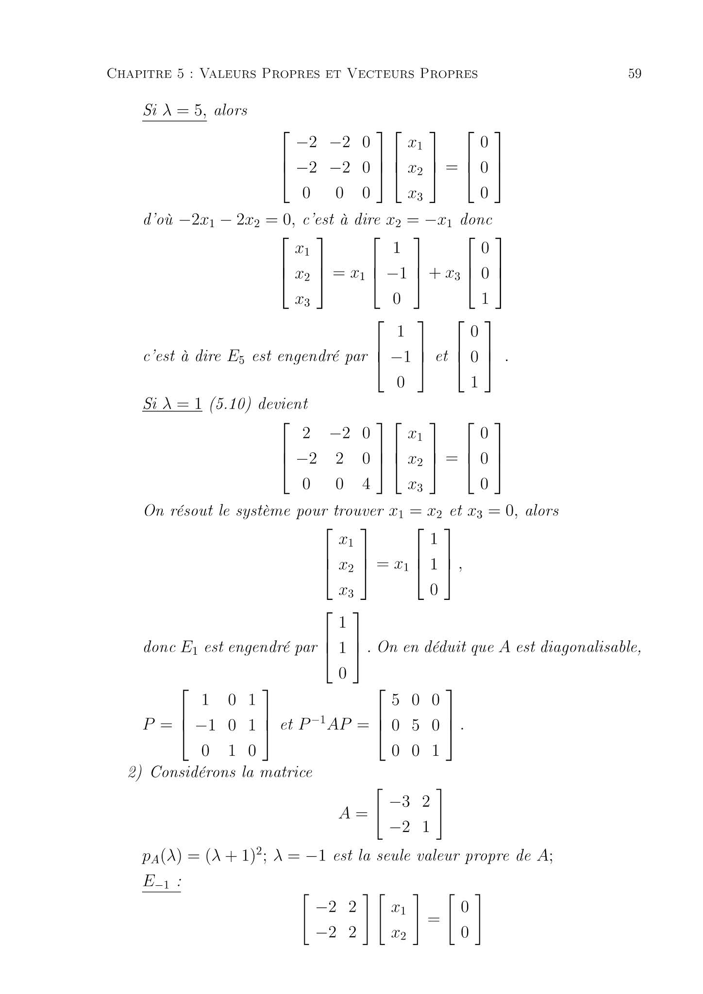 Chapitre 5 : Valeurs propres et vecteurs propres