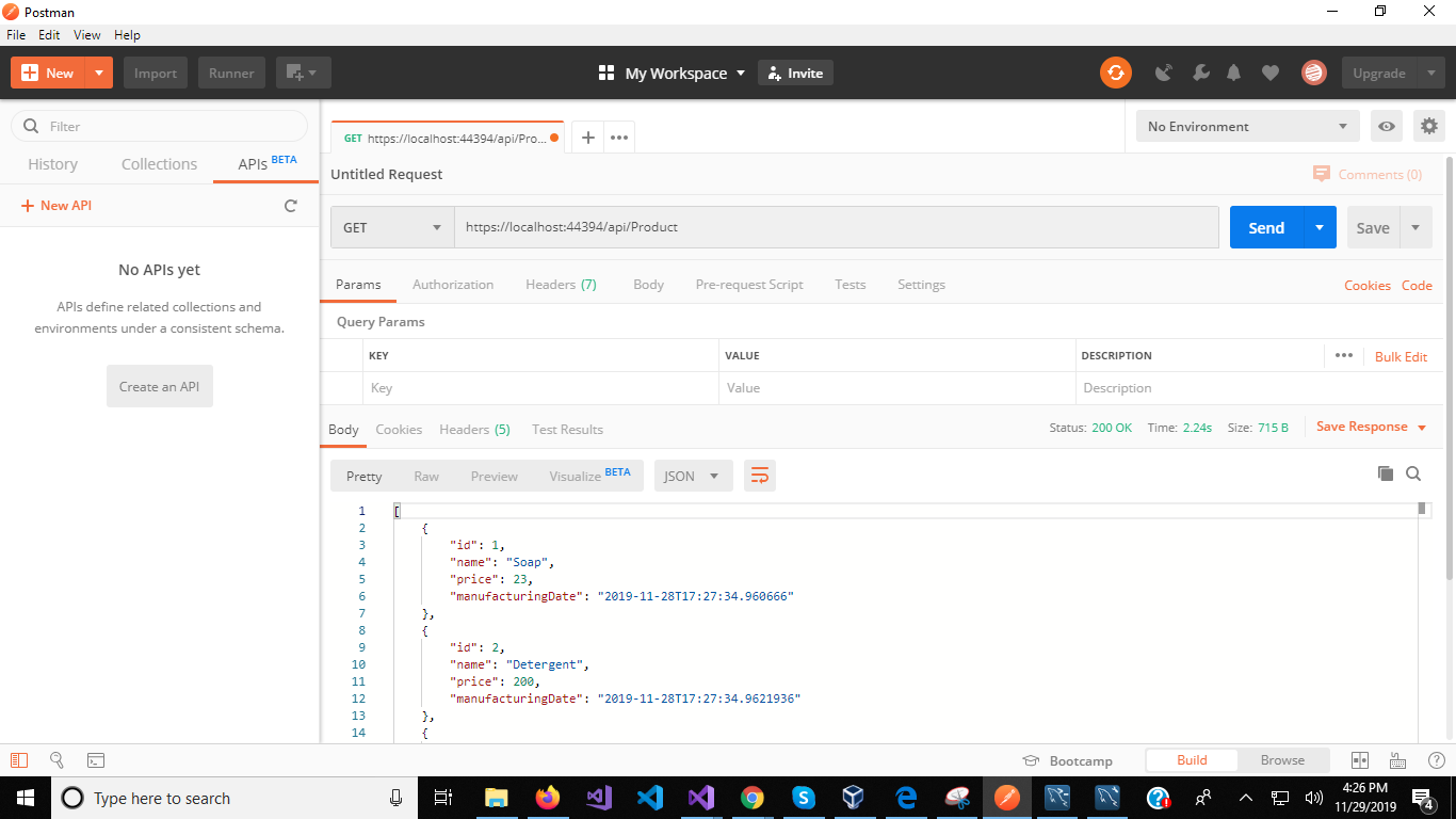 Creating Core Web Api Entity Framework Code First